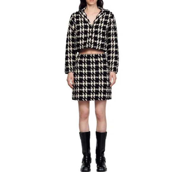 Sandro | Jackets & Coats | Bree Jacquard Houndstooth Short Coat Breene ...